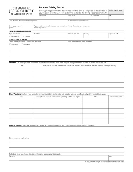 Personal Driving Record