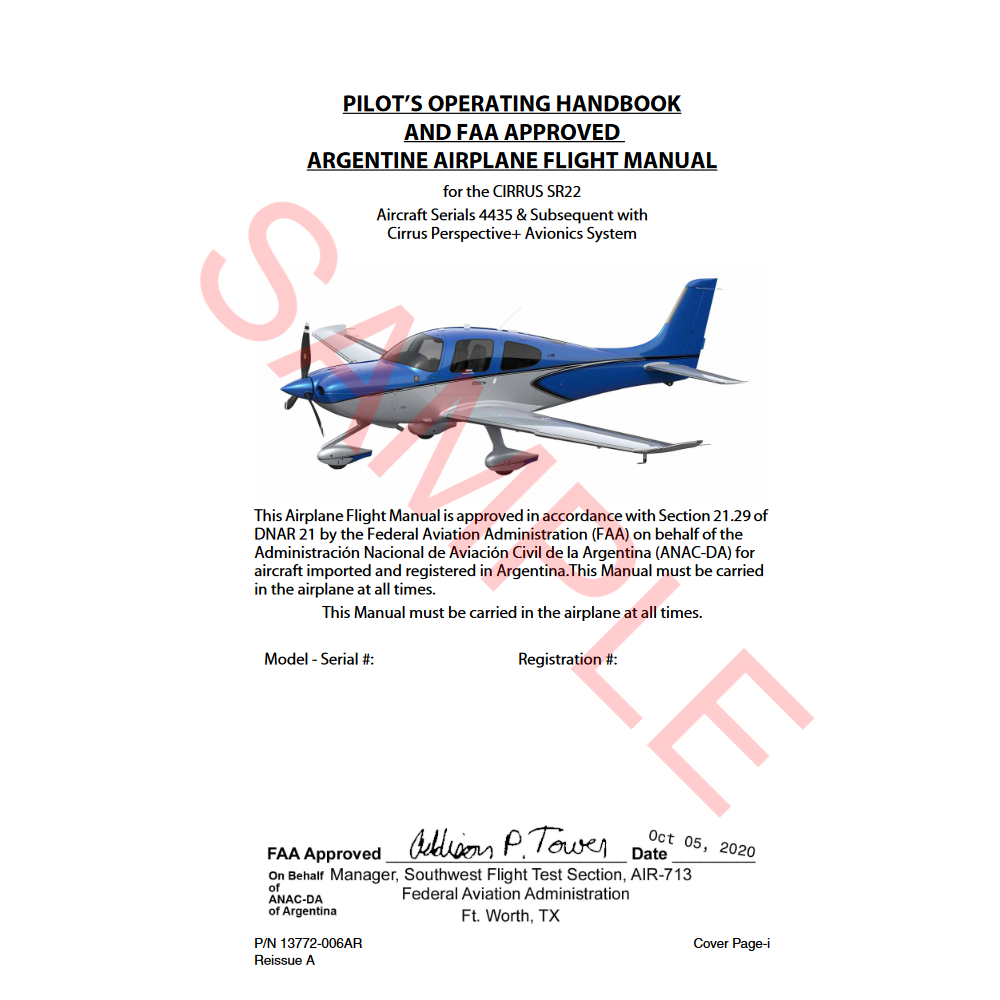 SR22 Argentina POH (13772-006AR, Perspective+) | Cirrus Store