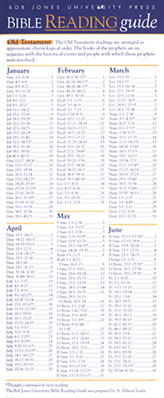Bible Reading Guide | BJU Press Homeschool