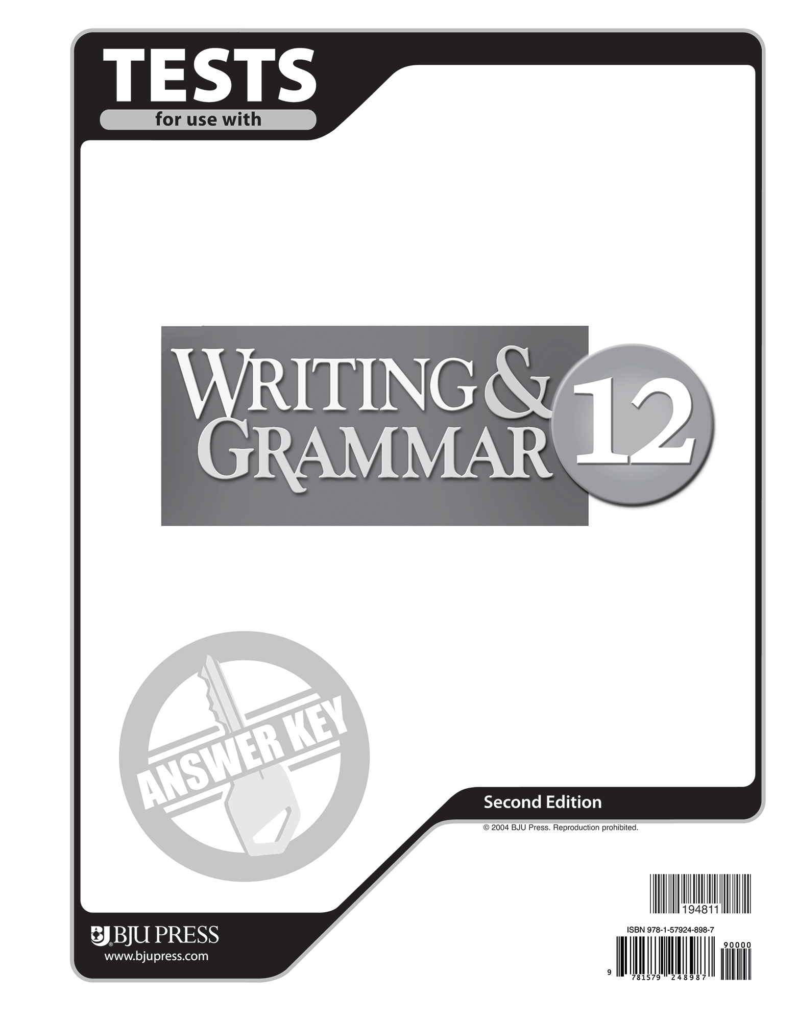 Writing & Grammar 12 Tests Answer Key, 2nd ed. | BJU Press Homeschool